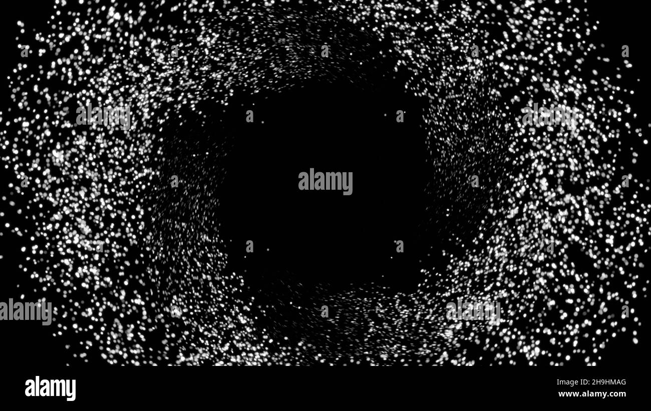 Beautiful abstract animation of white small particles chaotically ...