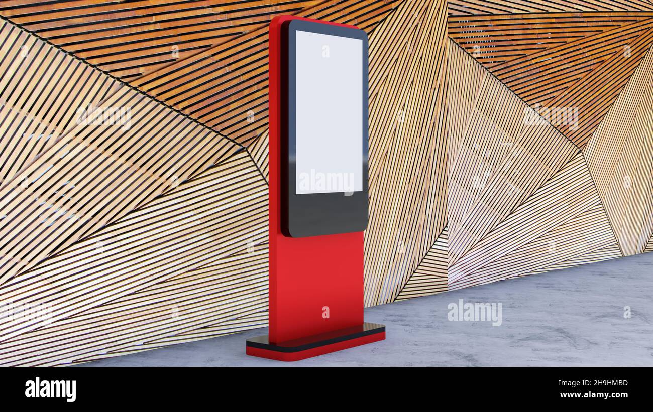 Rectangular advertising totem with base and display for mockup of ...