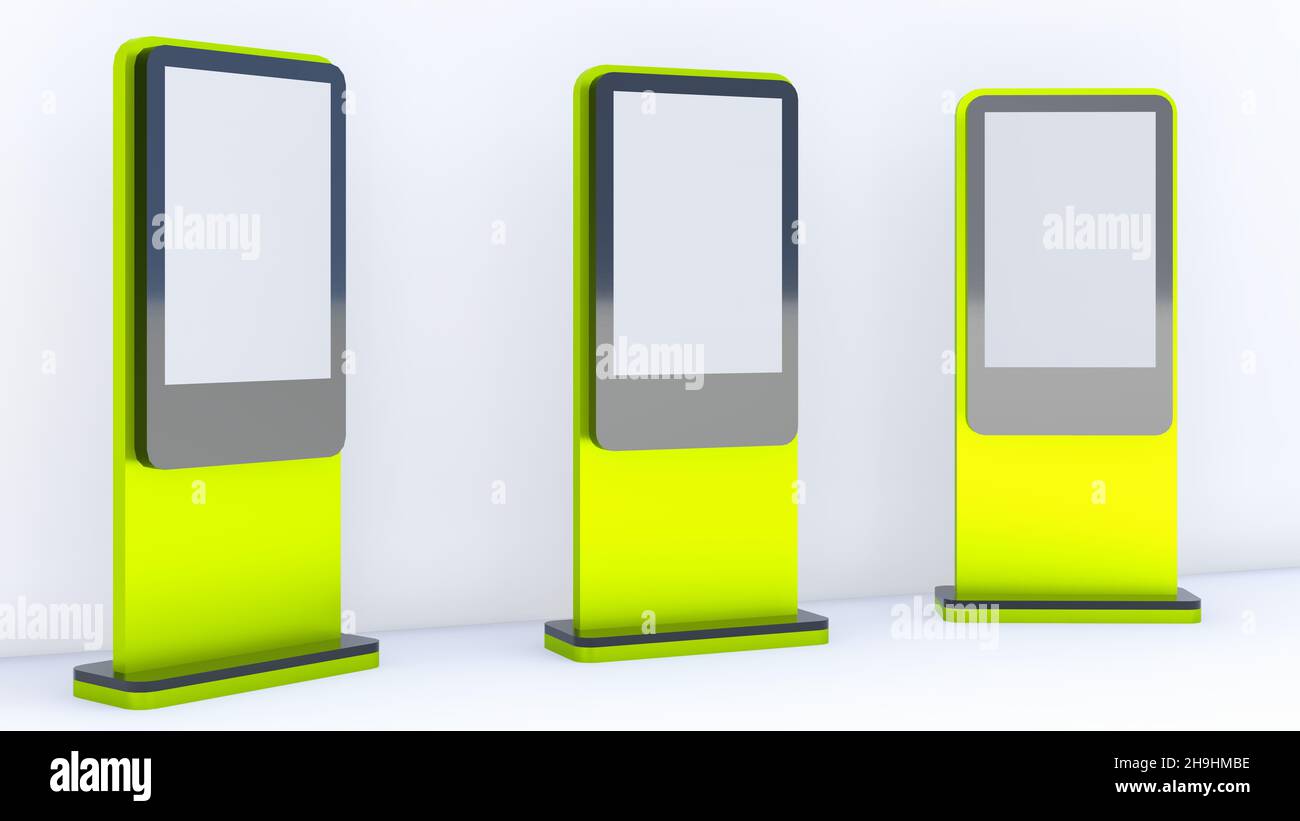 Rectangular advertising totem with base and display for mockup of ...