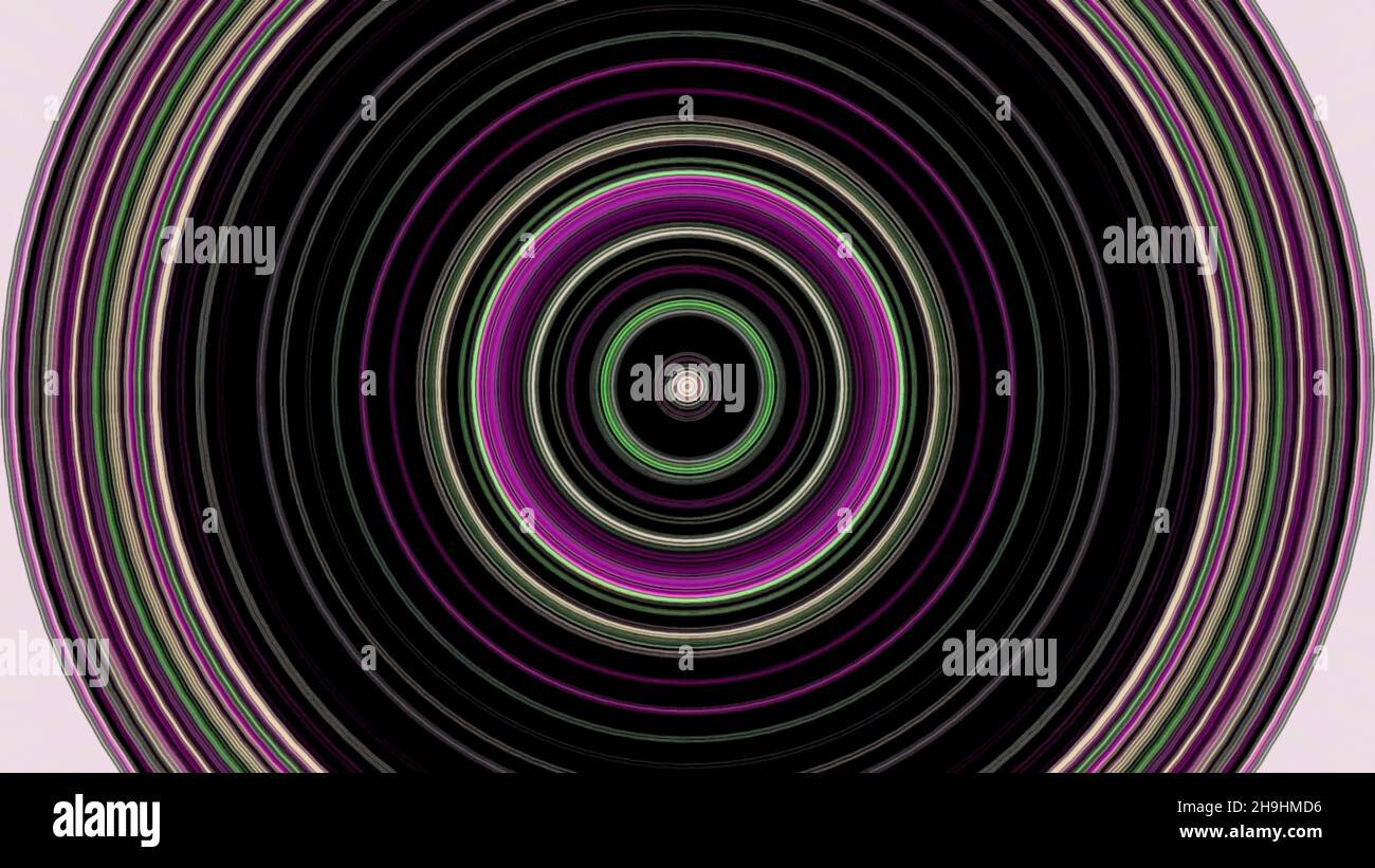 Abstract hypnotic circles moving on the black background. Abstract ...