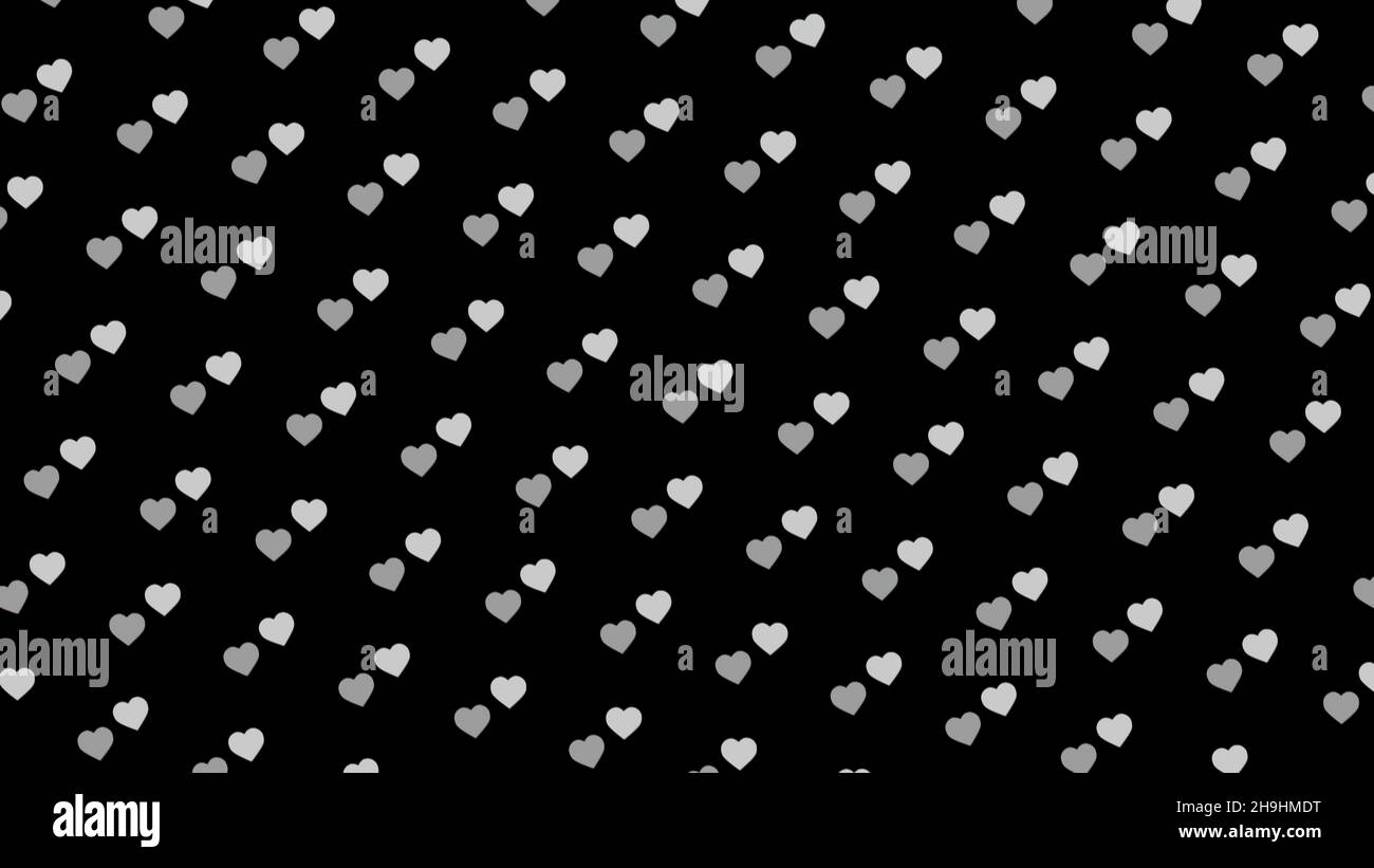 Abstract cartoon animation of small white hearts moving and rotating on ...