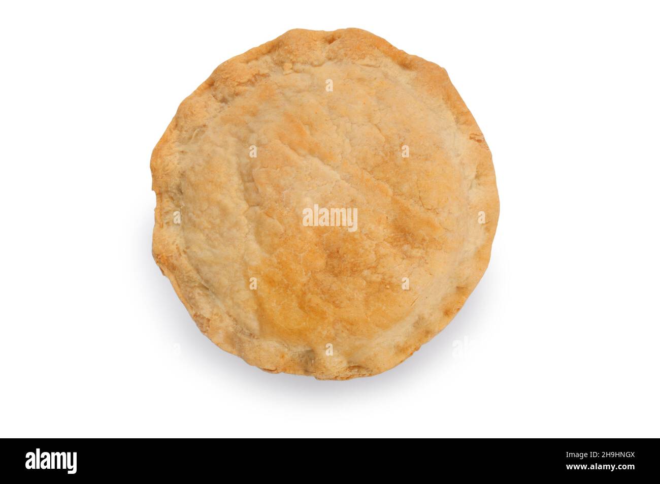 Studio shot of a small meat pie cut out against a white background ...