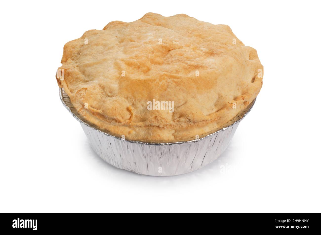 Studio shot of a small meat pie cut out against a white background ...