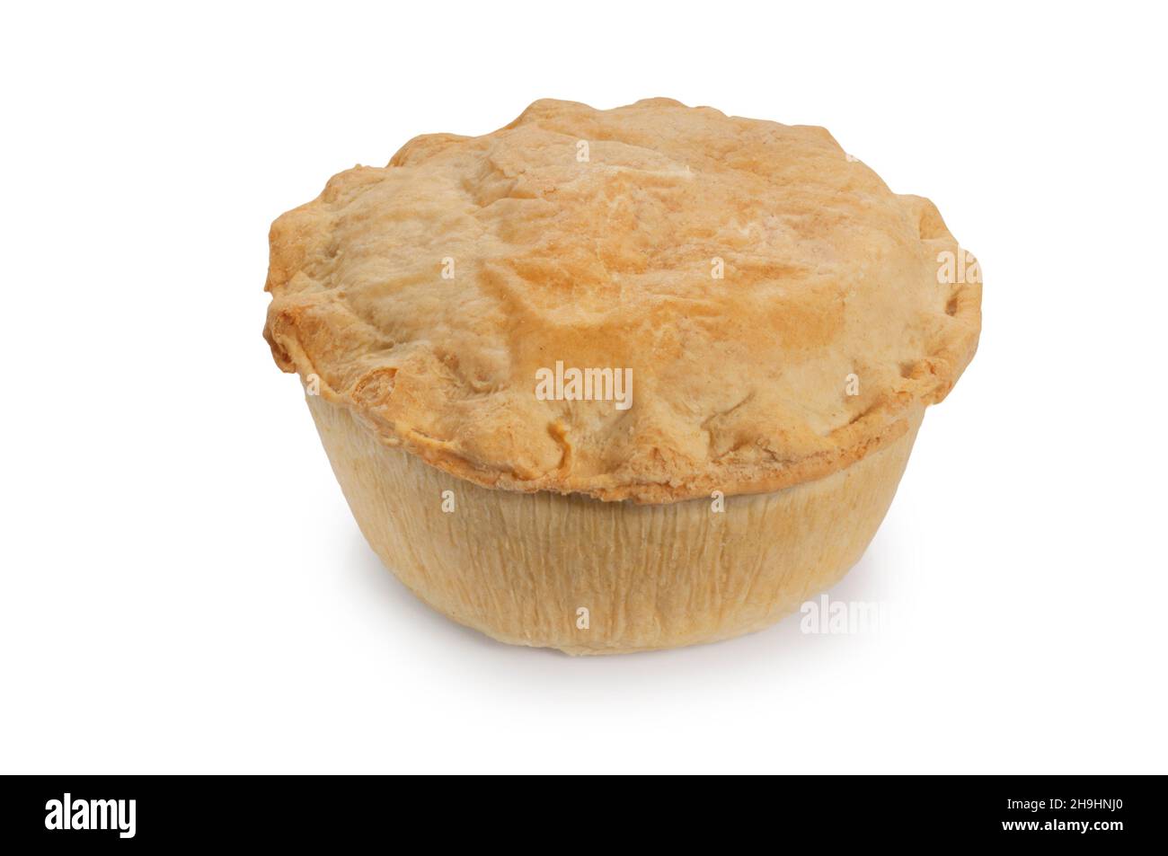 Studio shot of a small meat pie cut out against a white background ...
