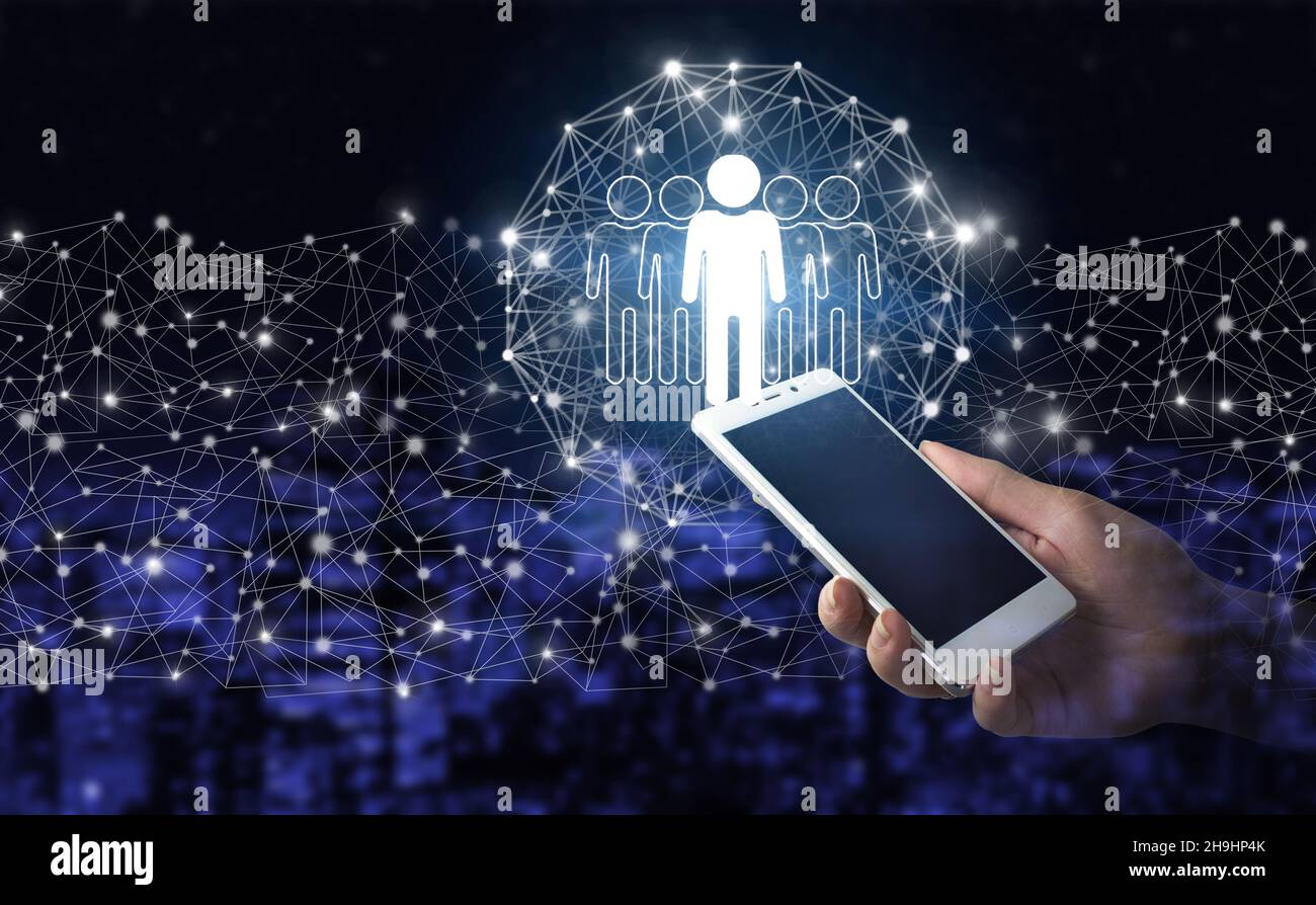 Business communication concept. Marketing. Teamwork. Hand hold white ...