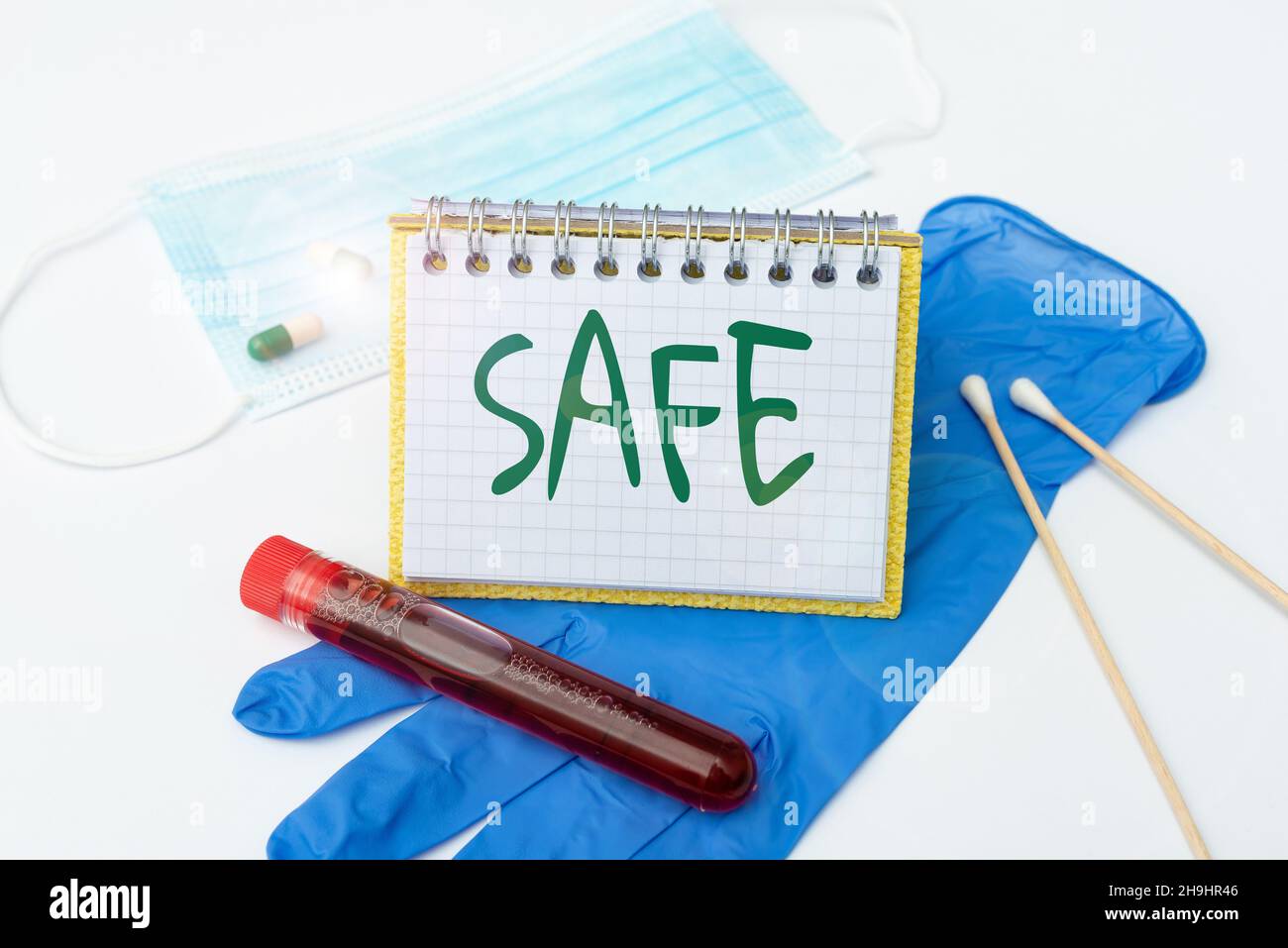 Text showing inspiration Safe. Concept meaning protected from or not ...