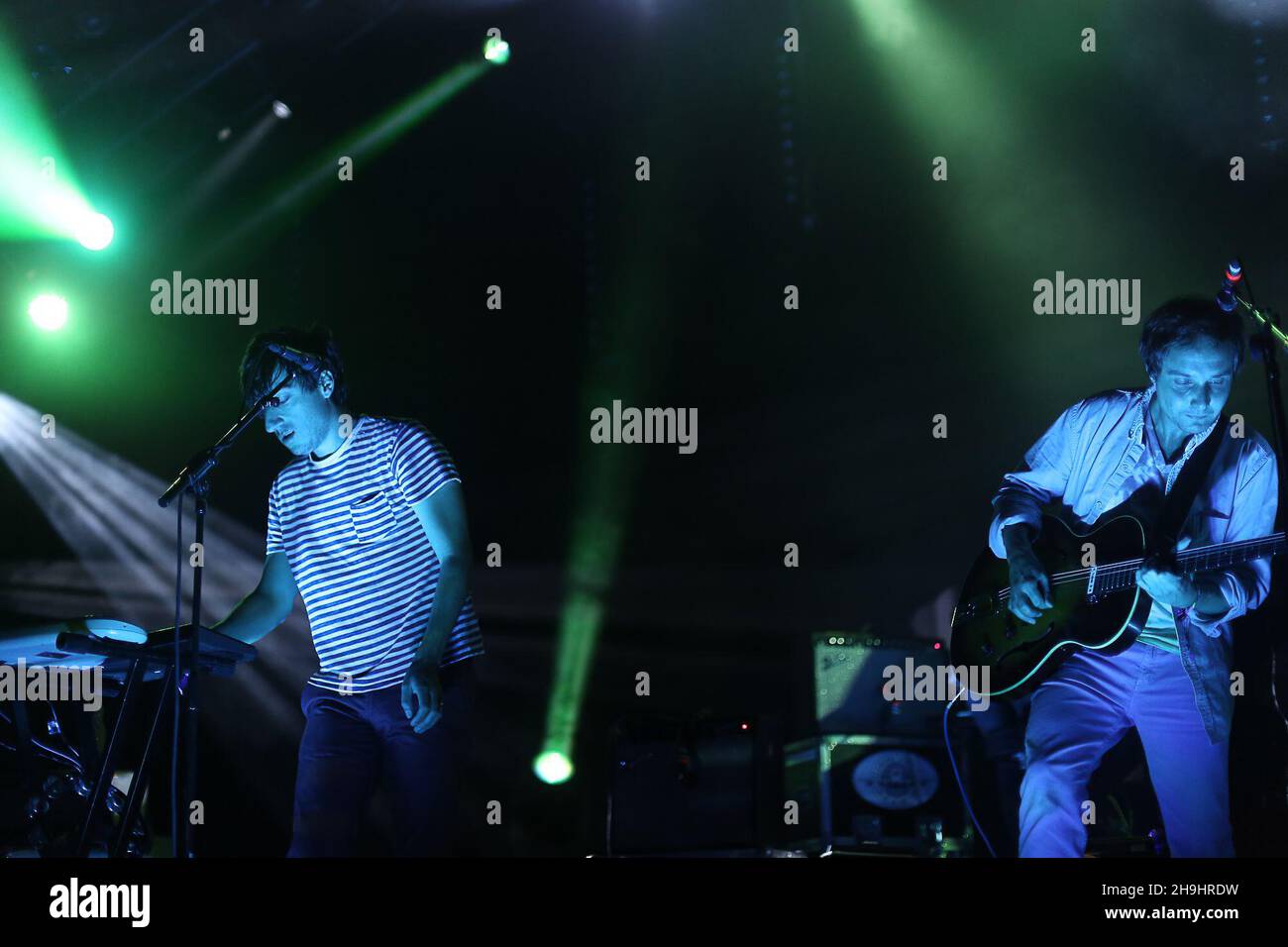 Ed Droste and Christopher Bear of Grizzly Bear performing at the End Of ...