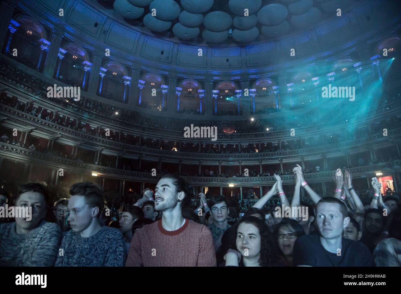 A general view of the audience watching Foals performing live on stage ...
