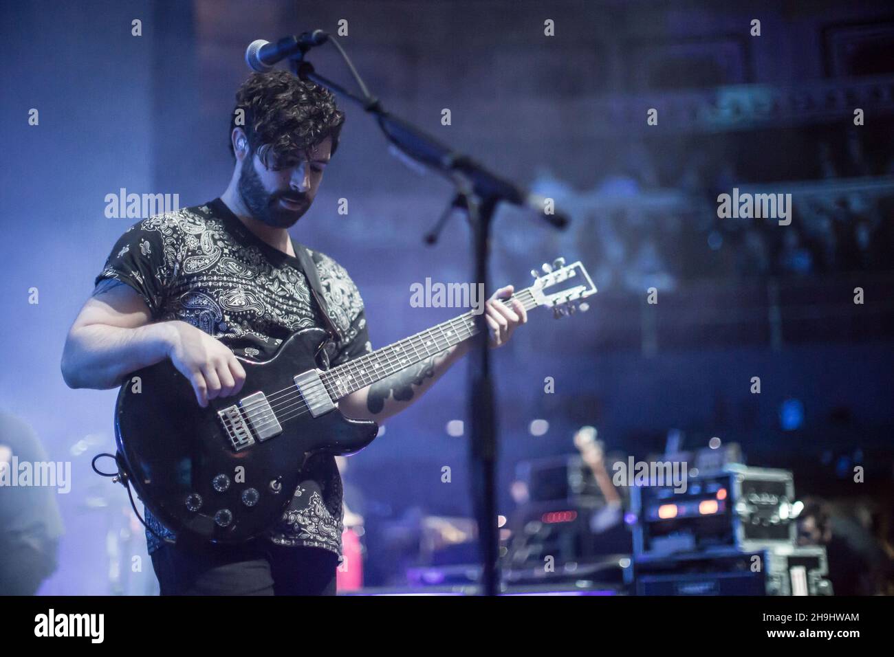 Yannis Philippakis of Foals performing live on stage at the Royal ...