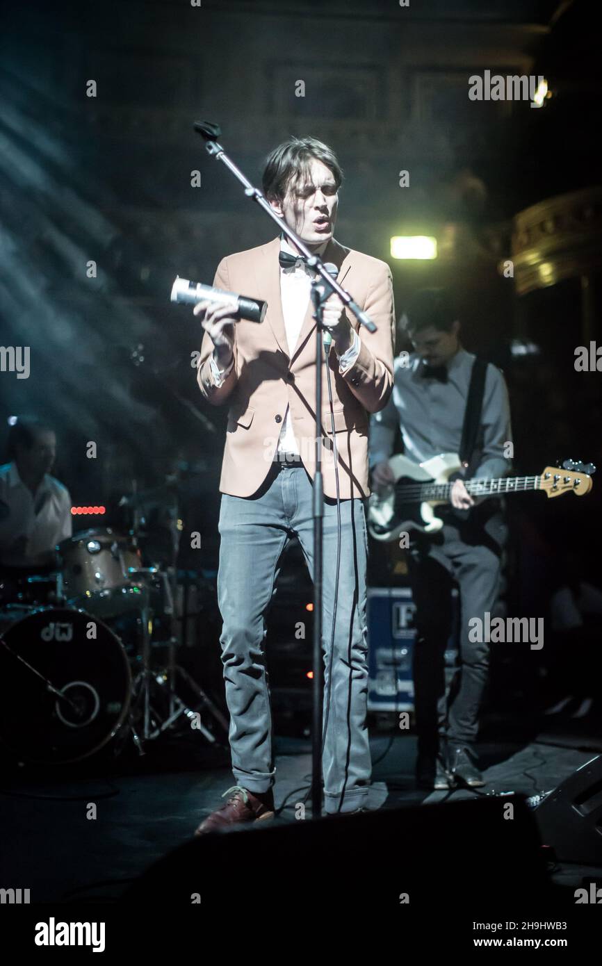 Casper Clausen of Efterklang live on stage at the Royal Albert Hall ...