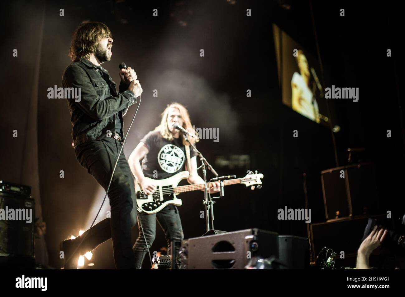Justin Young of The Vaccines live on stage at the O2 Arena, London ...