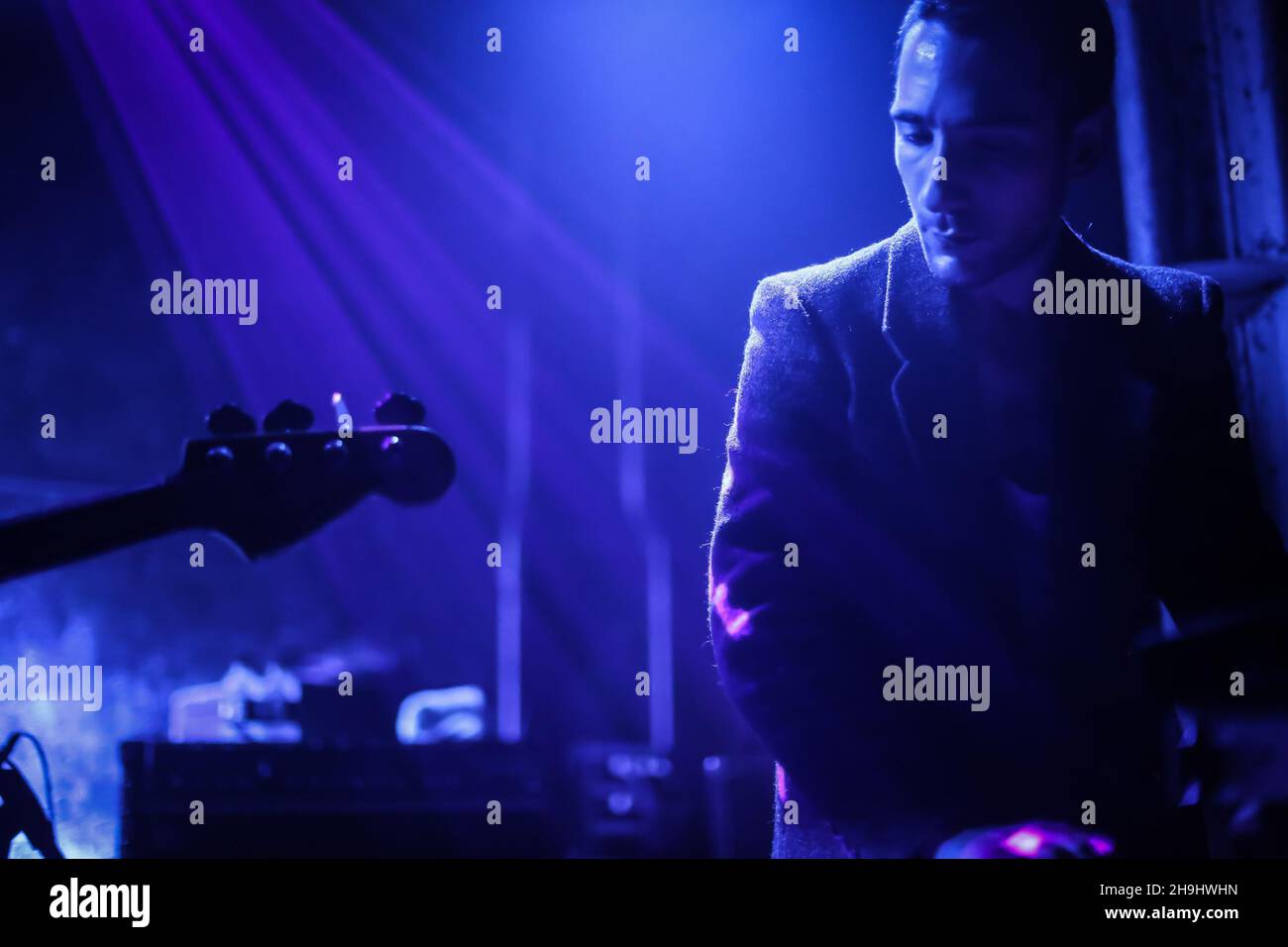 Max Henry of Canadian band The Suuns performing live at XOYO in London ...