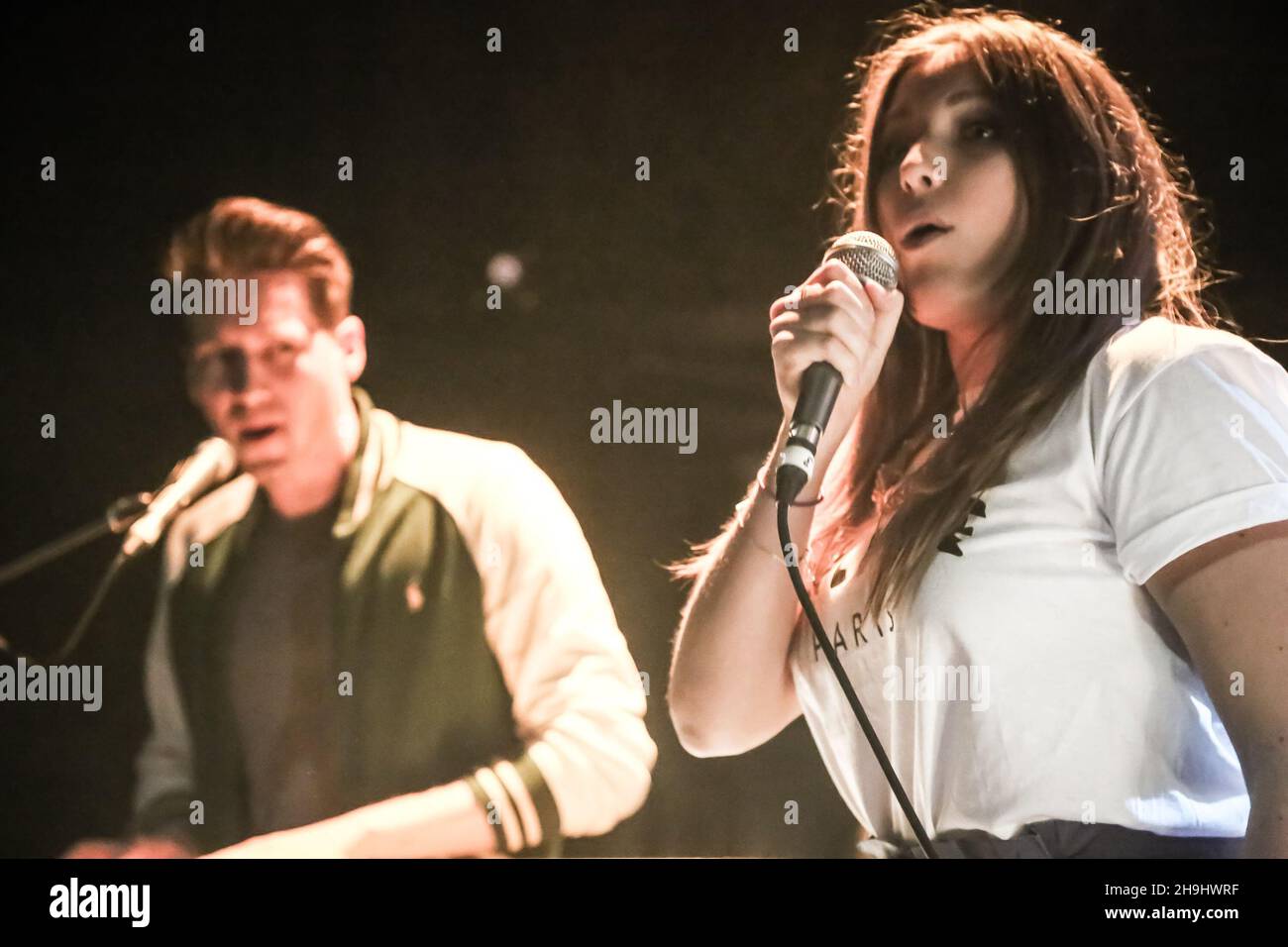 Daisy Finetto of funk pop band Mausi performing live on stage at the ...