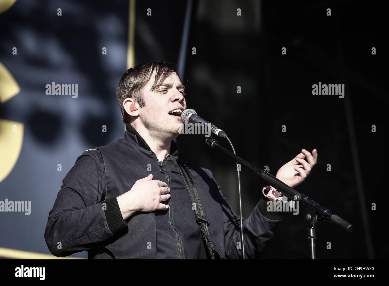 Jonathan Higgs of Everything Everything performing live on stage at the ...
