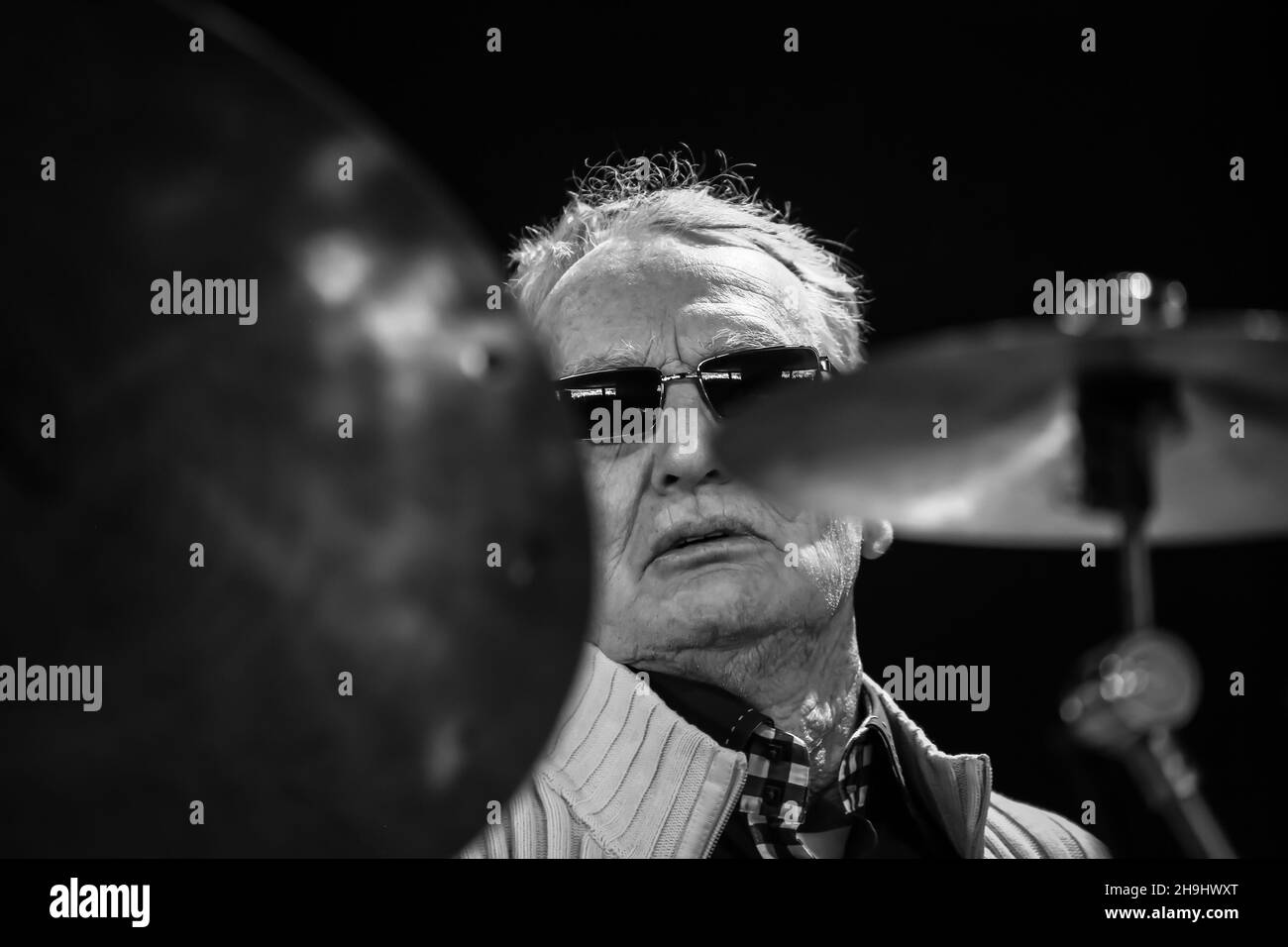Ginger Baker performing live on stage at the Field Day festival in ...