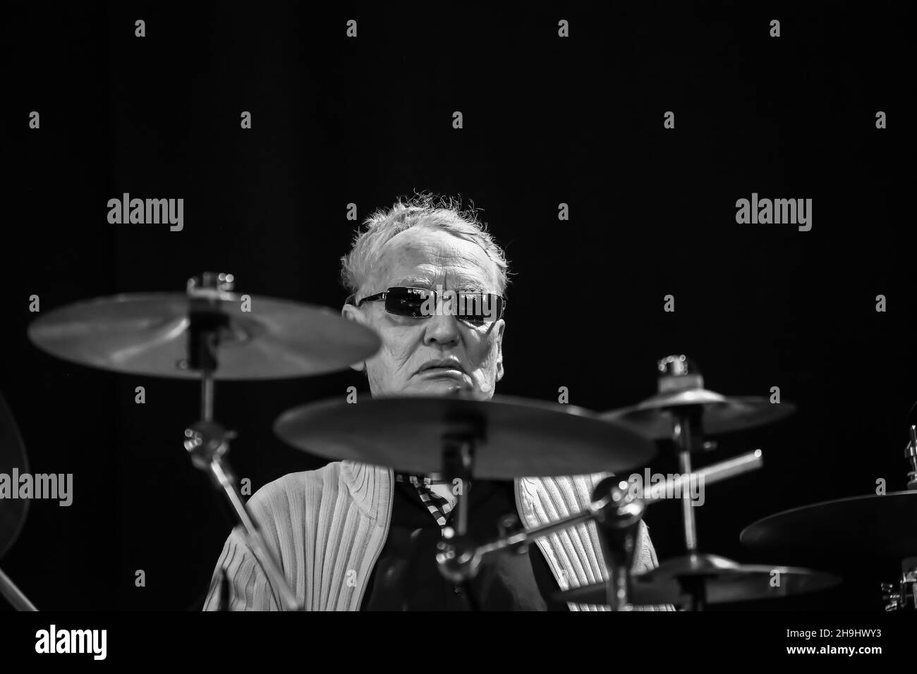 Ginger Baker performing live on stage at the Field Day festival in ...