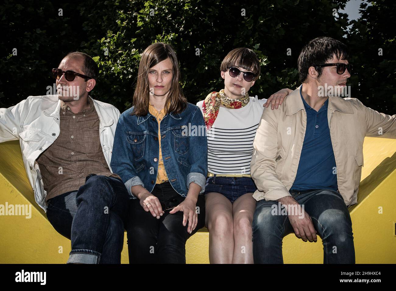Indie group Beat Mark posing for portraits at the South Bank Centre ...