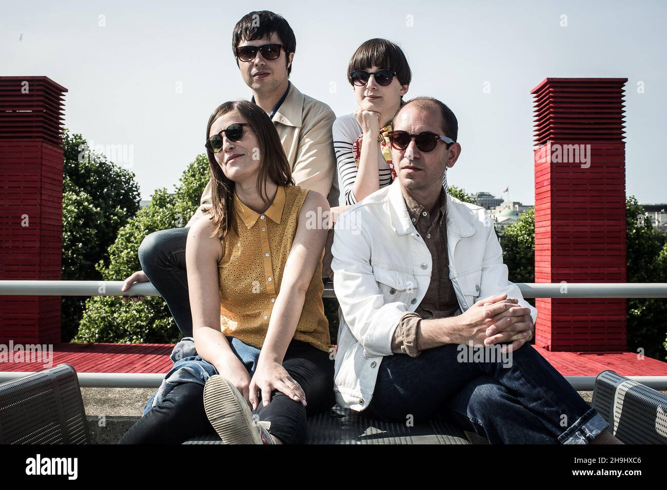 Indie group Beat Mark posing for portraits at the South Bank Centre ...