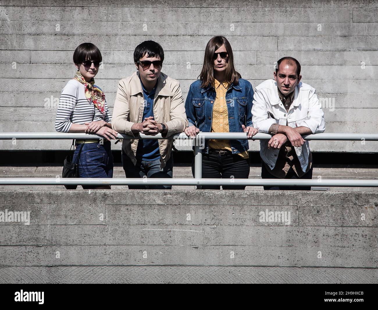 Indie group Beat Mark posing for portraits at the South Bank Centre ...