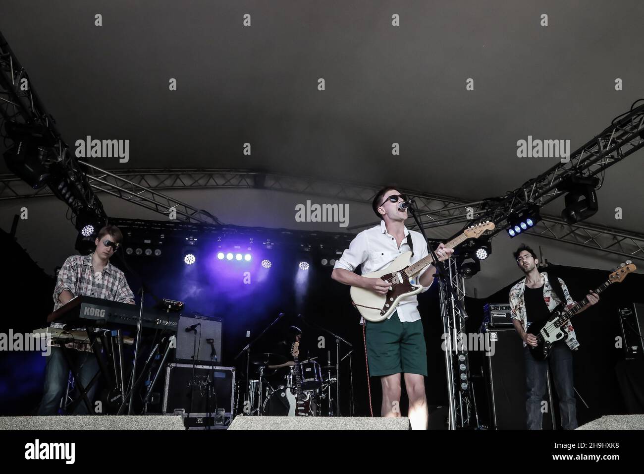 Teleman performing live on stage as part of the Latitude 2013 festival ...
