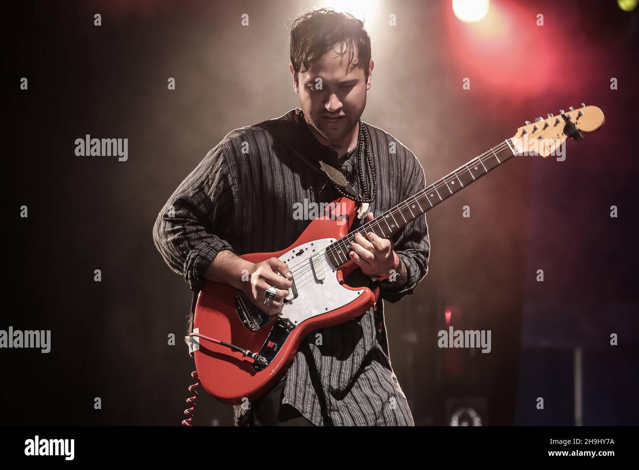 Ruban Nielson of Unknown Mortal Orchestra performing live on stage as ...