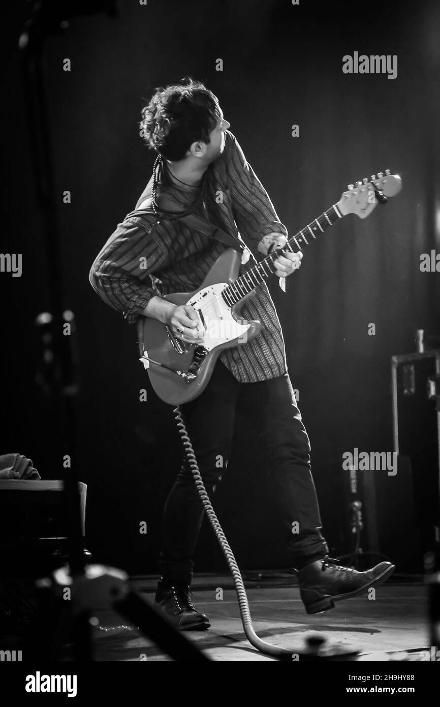 Ruban Nielson of Unknown Mortal Orchestra performing live on stage as ...
