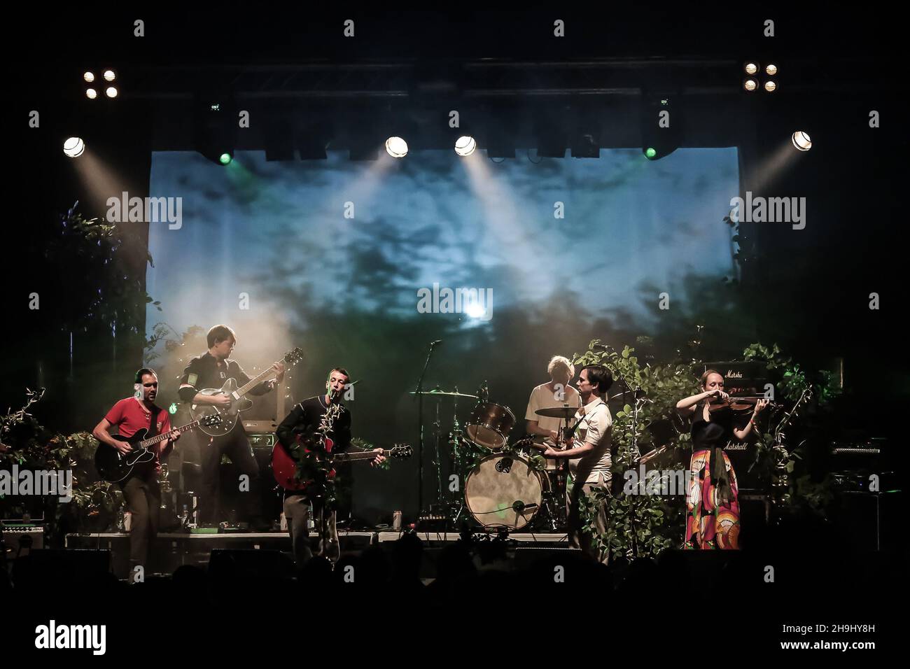 British Sea Power performing live on stage as part of the Greenman 2013 ...
