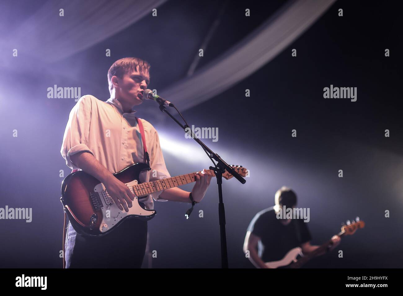 Carson Cox of Merchandise performing live on stage as part of the End of the Road Festival 2013 ...