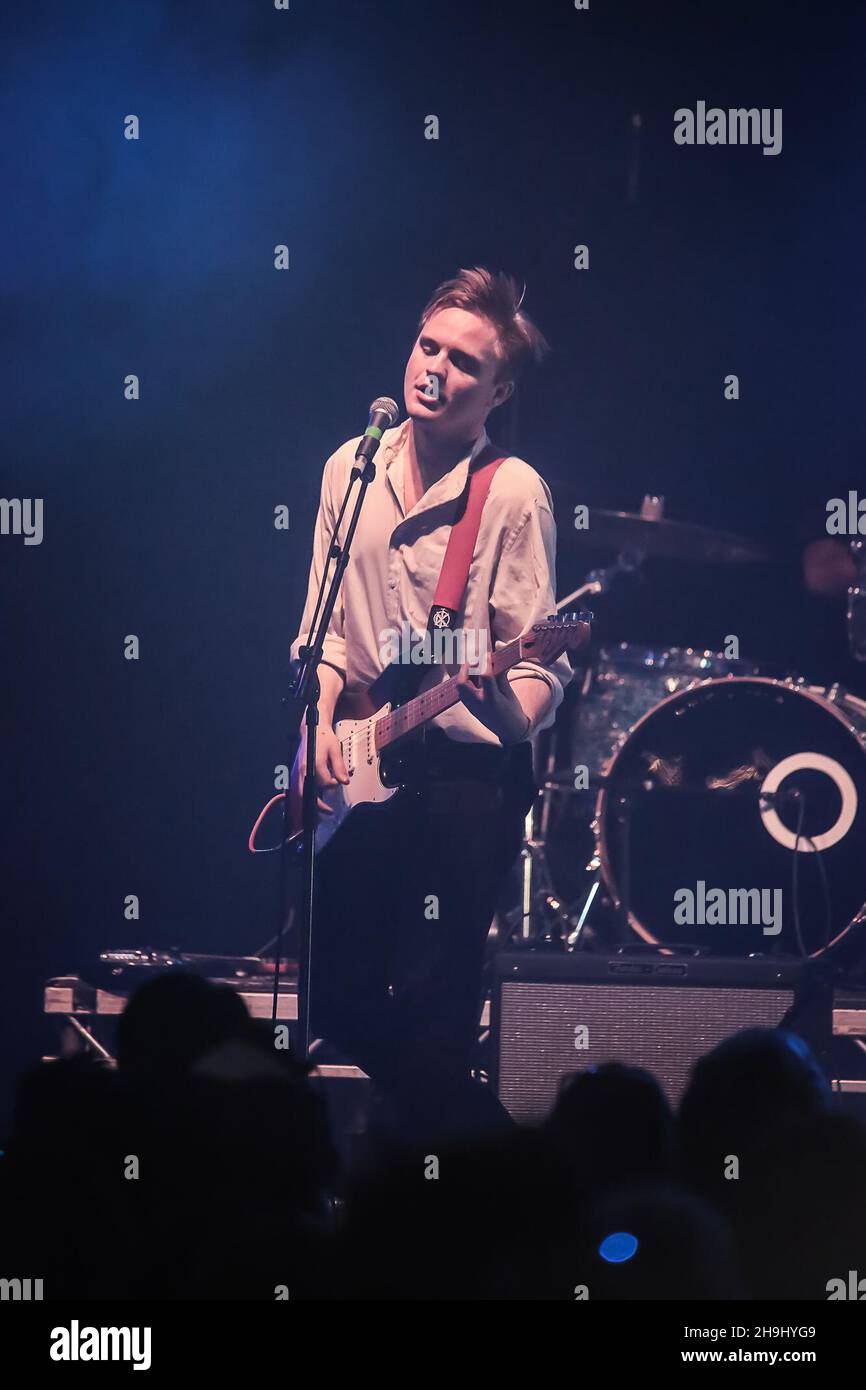 Carson Cox of Merchandise performing live on stage as part of the End of the Road Festival 2013 ...