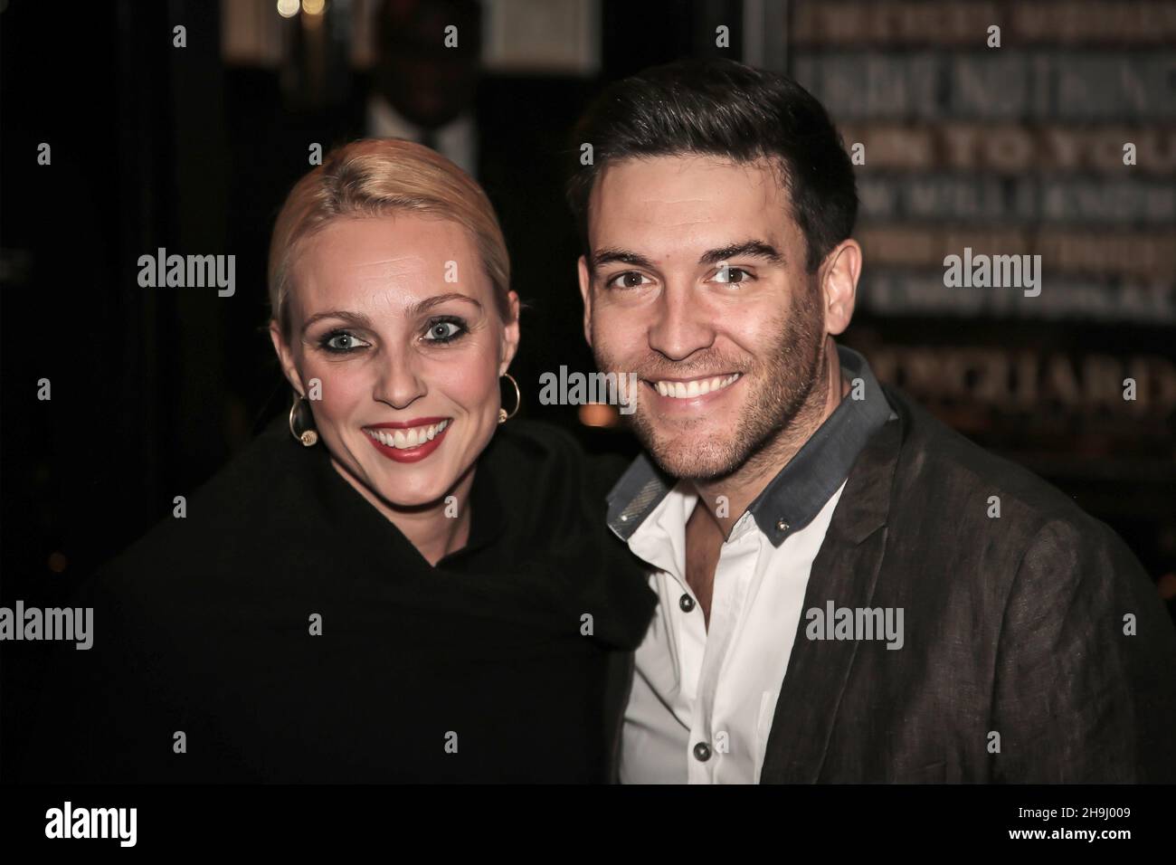 Camilla Dallerup and Kevin Sacre arriving at the Adelphi Theatre ...
