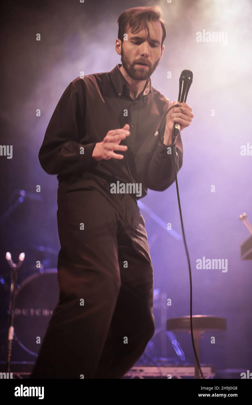 Duncan Wallis of Dutch Uncles performing live on stage at the Islington ...