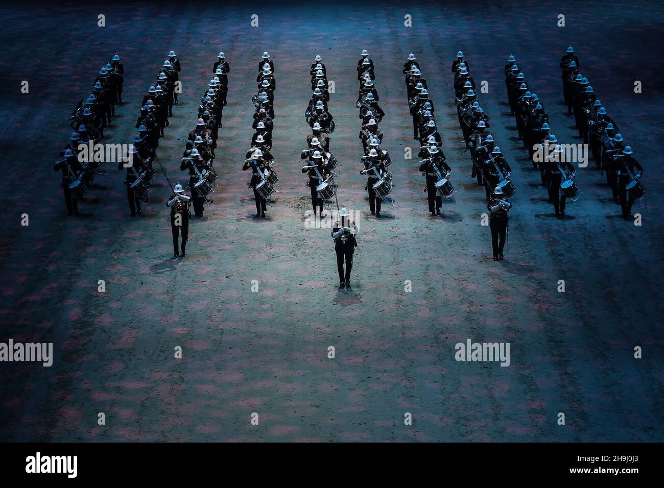 A general view of rehearsals for the British Military Tournament at ...