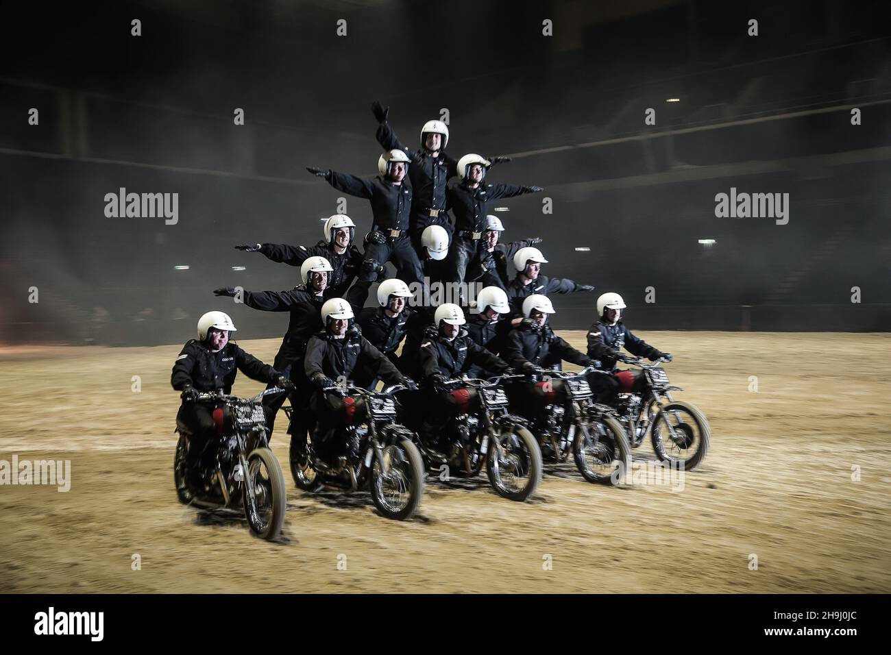 The White Helmets Motorcycle Display Team at rehearsals for the British ...