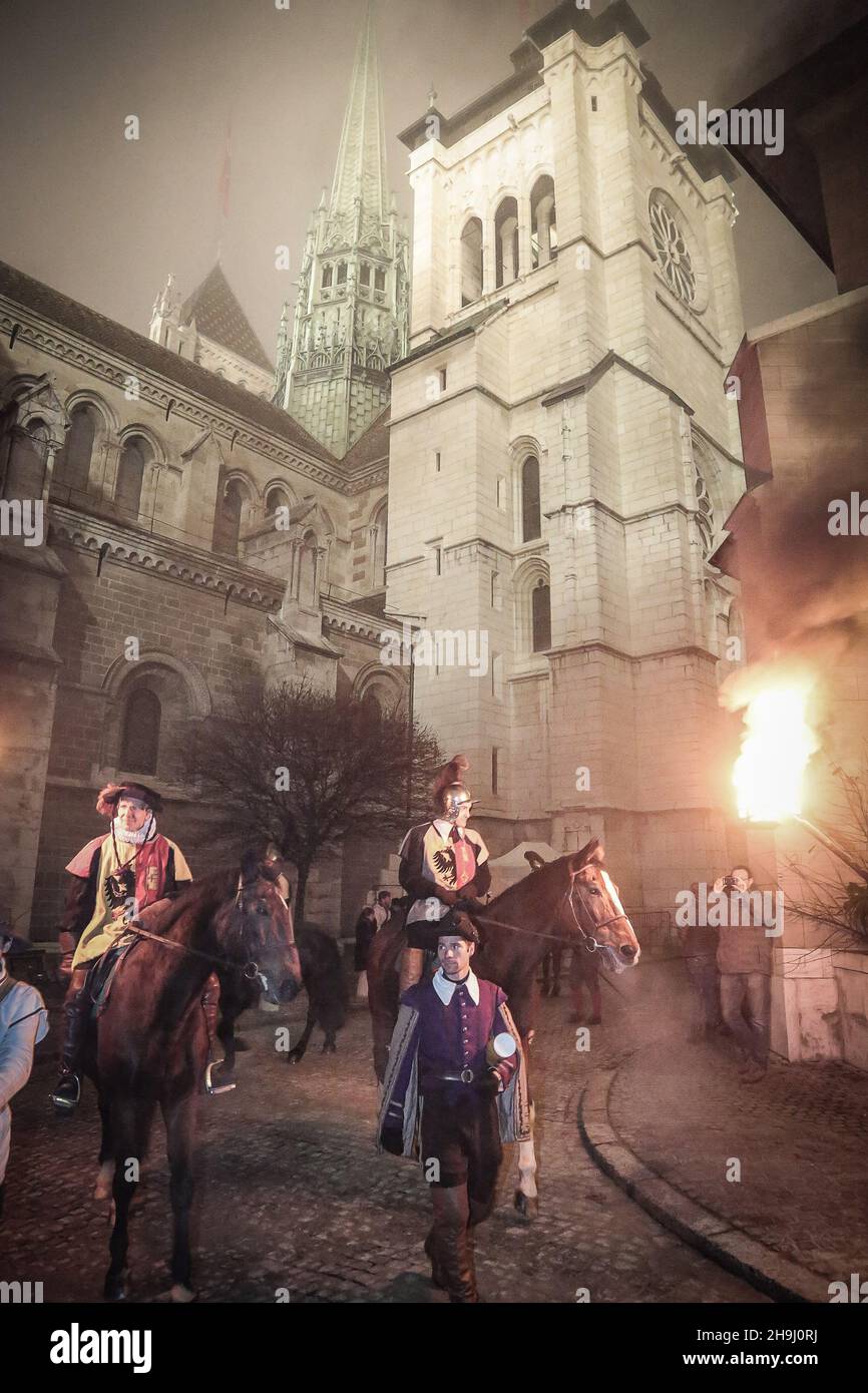 Scenes from the 2013 Escalade procession in Geneva, Switzerland. The ...