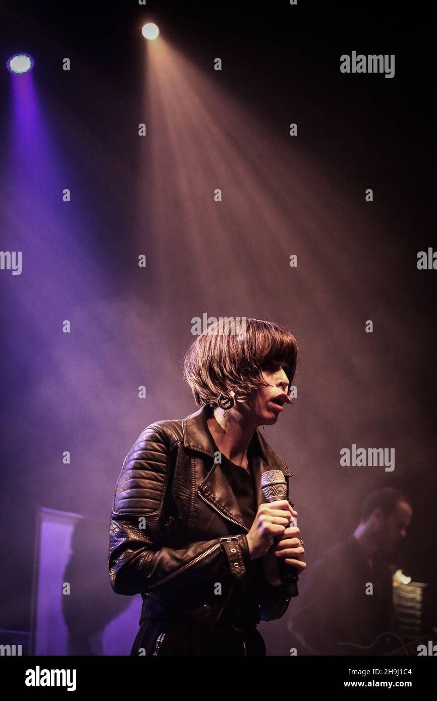 Hayley Mary of The Jezabels performing live on stage at the Shepherds ...