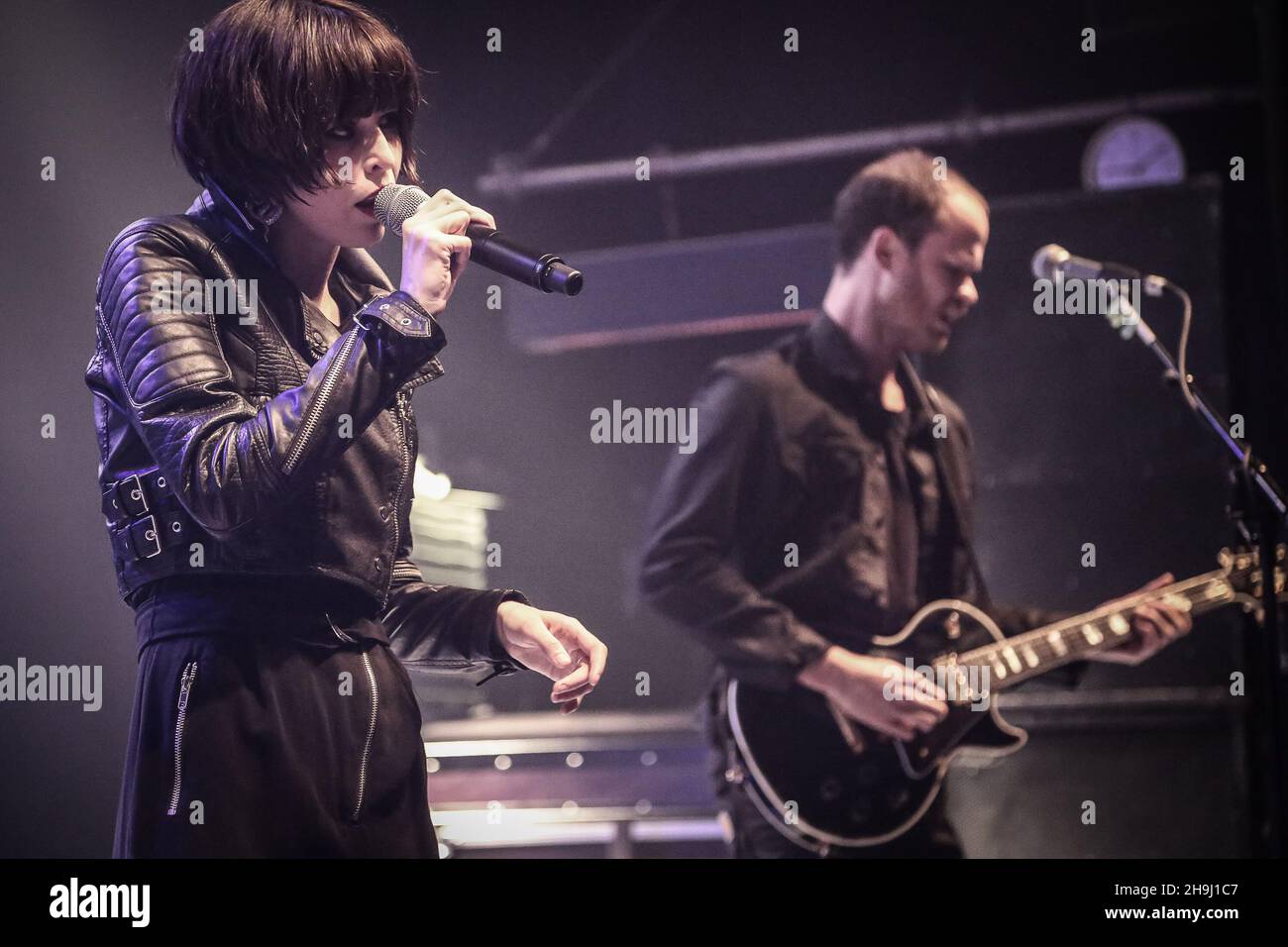 Hayley Mary of The Jezabels performing live on stage at the Shepherds ...