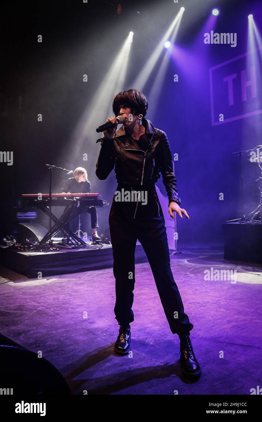 Hayley Mary of The Jezabels performing live on stage at the Shepherds ...