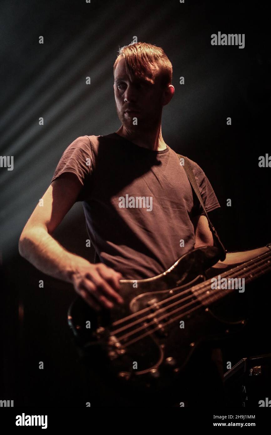 Simon Wright of 65daysofstatic performing live on stage at KOKO in ...