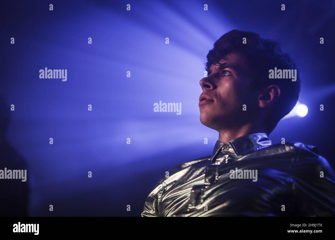 Jamie Righton of The Klaxons performing live on stage at the Hackney ...