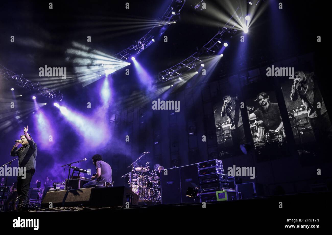 Elbow live on stage at the O2 Arena in London, the last date of their ...