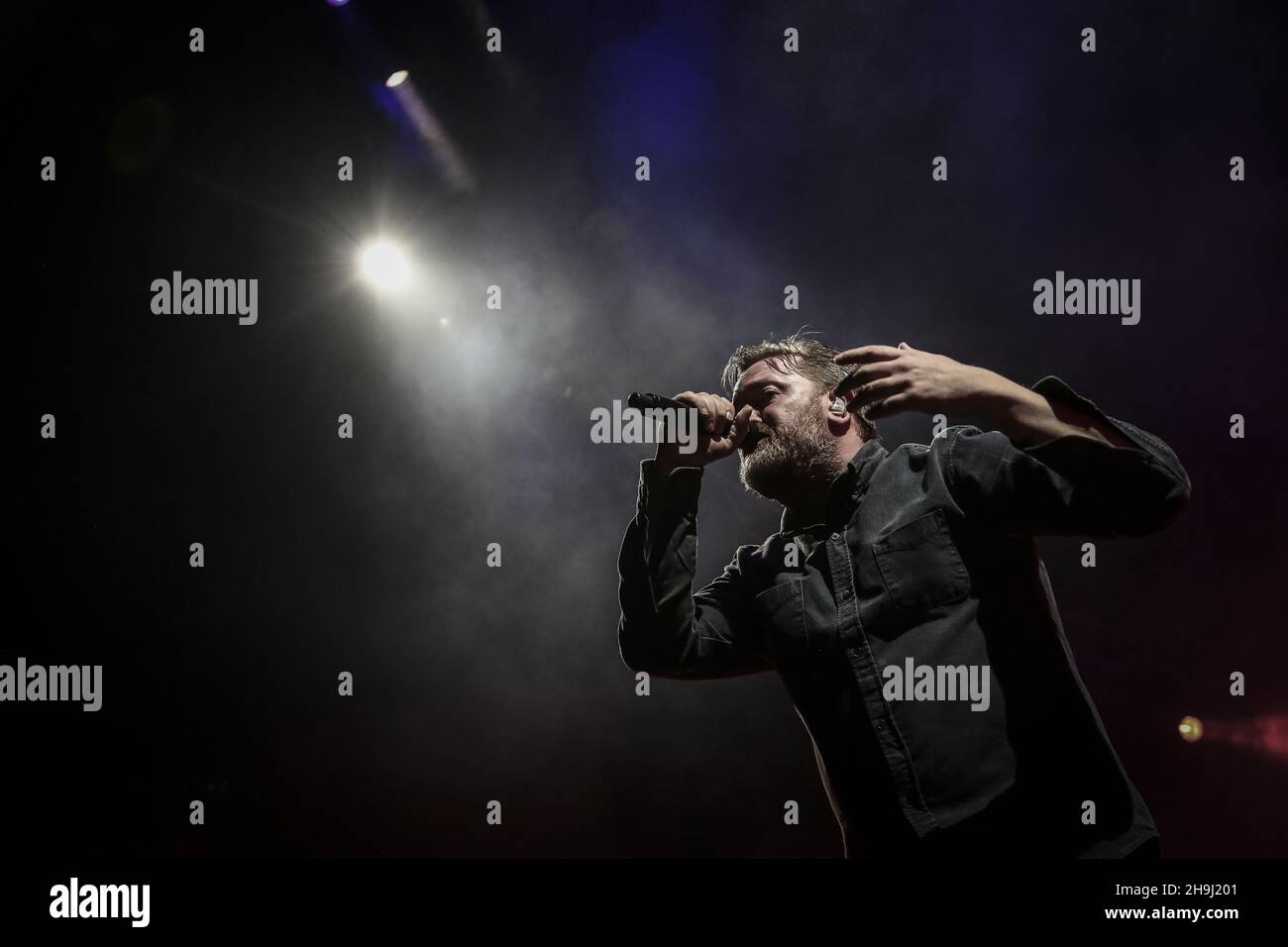 Guy Garvey of Elbow live on stage at the O2 Arena in London, the last ...