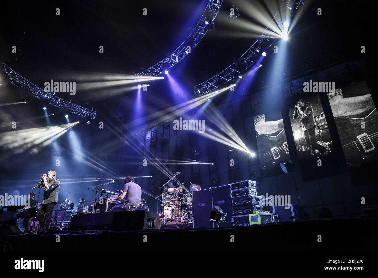 Elbow live on stage at the O2 Arena in London, the last date of their ...