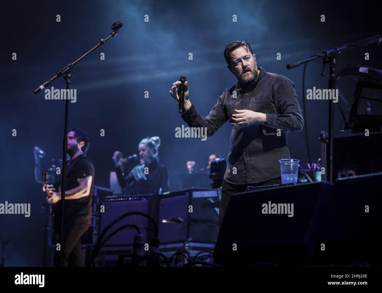 Guy Garvey of Elbow live on stage at the O2 Arena in London, the last ...