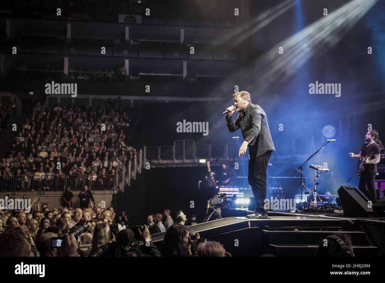 Guy Garvey of Elbow live on stage at the O2 Arena in London, the last ...
