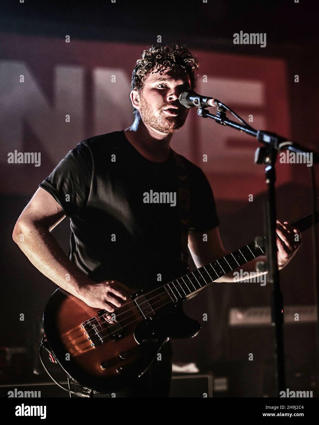 Mike Kerr of Royal Blood performing live on stage at the 2014 Great ...