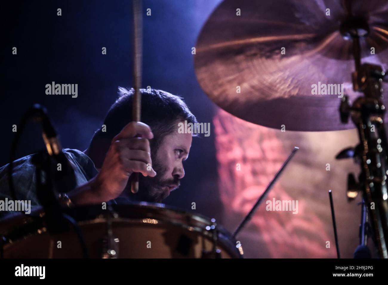 Mark Cleveland of Archie Bronson Outfit performing live on stage at the ...