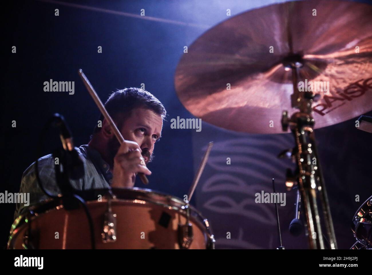 Mark Cleveland of Archie Bronson Outfit performing live on stage at the ...