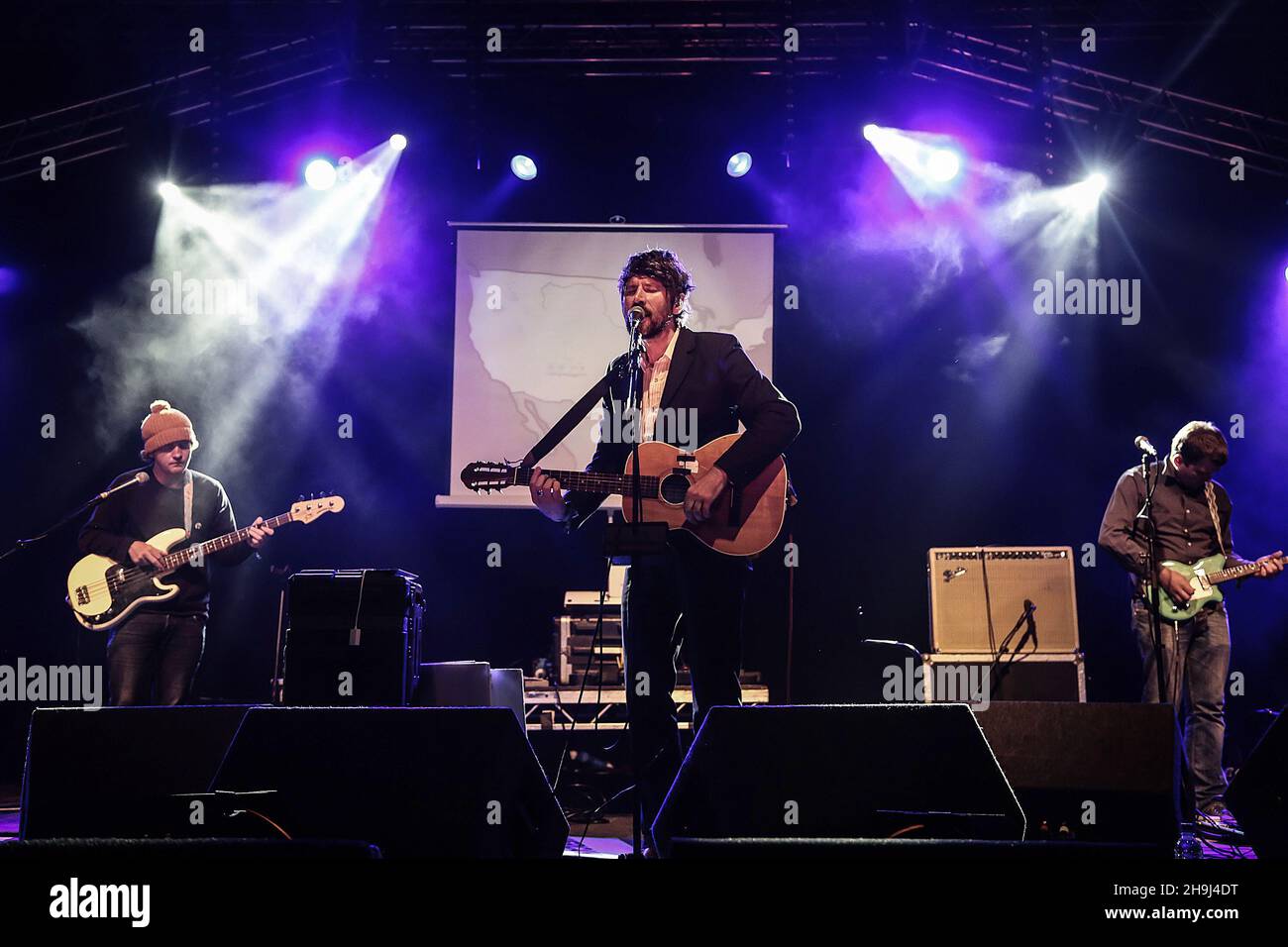 Gruff Rhys performing at the 2014 End of the Road festival at Larmer ...