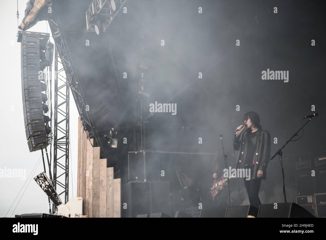 Faris Badwan of The Horrors performing at the 2014 End of the Road ...