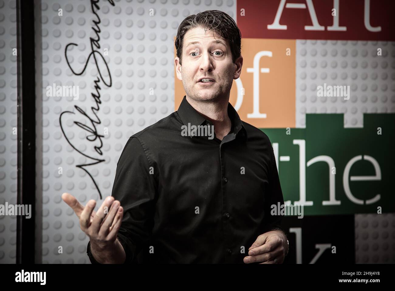 Nathan Sawaya attending The Art of the Brick exhibition, featuring ...